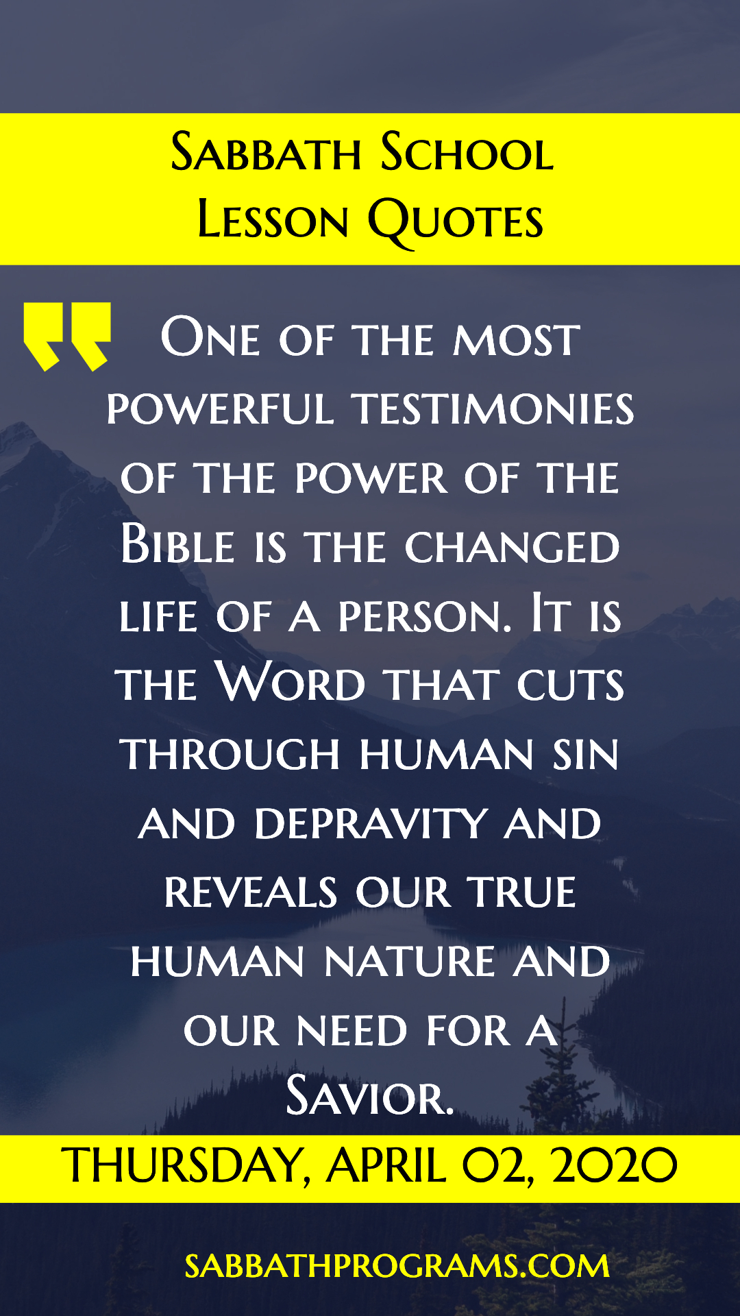 Sabbath School Sharable Quote Lesson 1 Q2 | Sabbath Programs